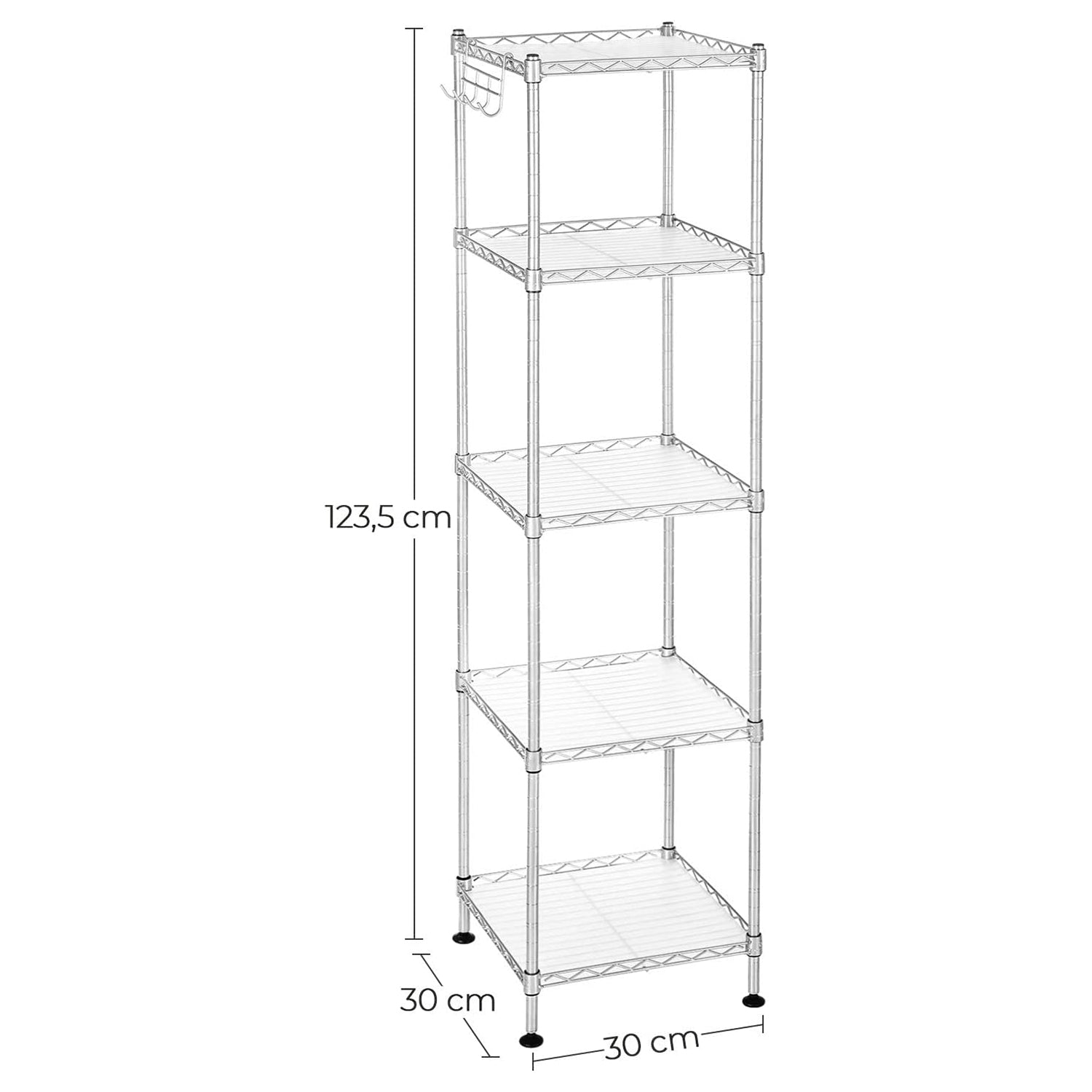 Polc, fém bővíthető tároló állvány, ezüst – VASBÚTOR